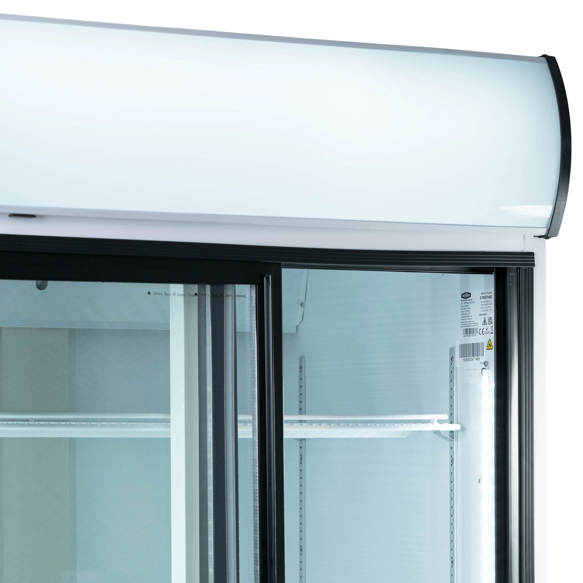 Contender 948L Commercial Double Glass Door Fridge - Sliding Doors ...